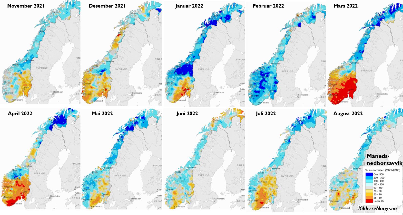 Uvanlig lite vann i Sør-Norge - historisk tørke i Europa | Varsom.no